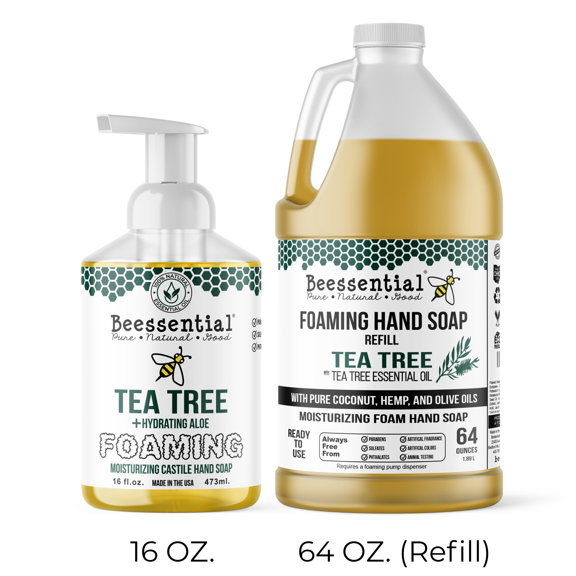 Beessential Tea Tee Oil Foaming Soap with Pure 100% Essential Oil